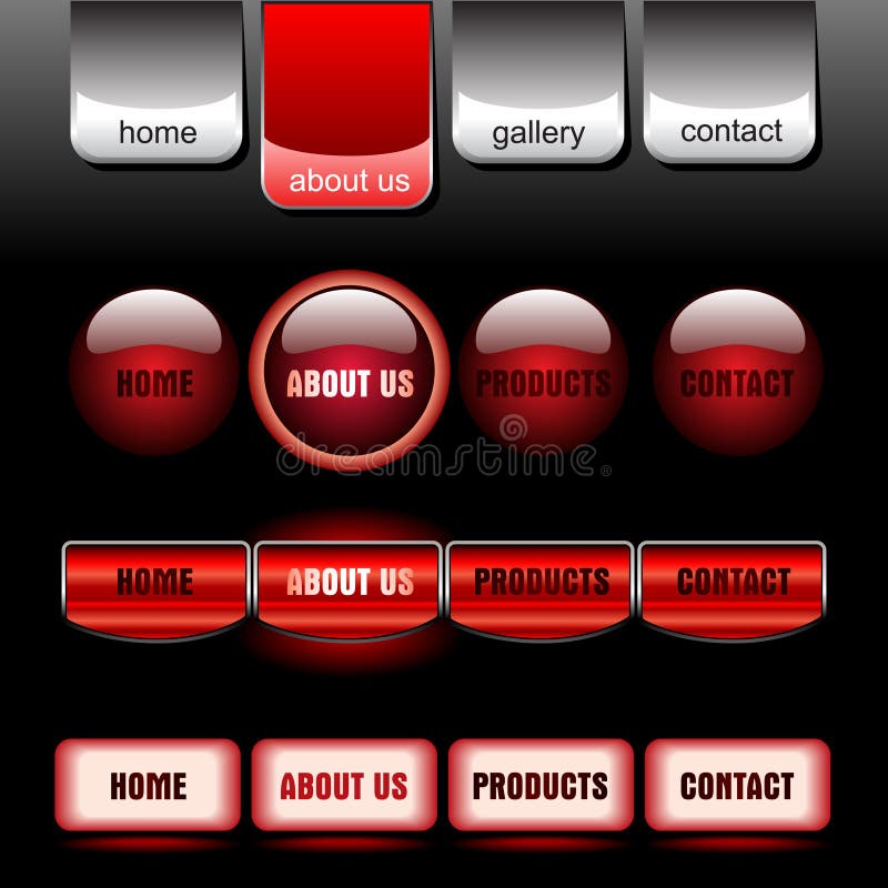 Editable Website Vector Buttons Stock Vector - Illustration of header ...
