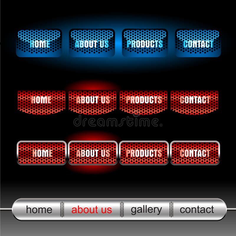 Editable Website Vector Buttons Stock Vector - Illustration of header ...