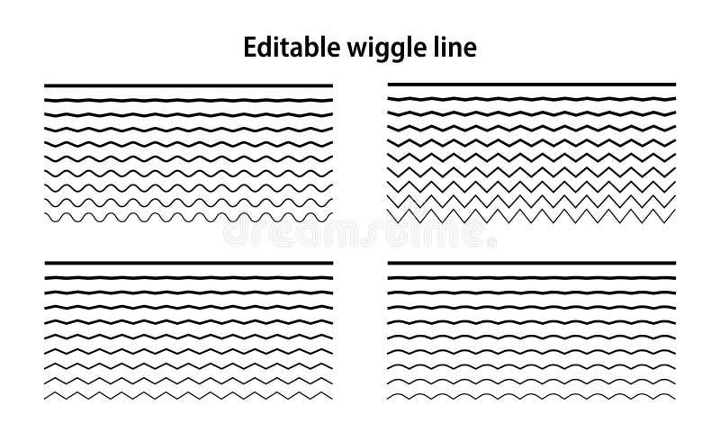 Editable Wiggle Lines. Set of Wavy Curves and Zigzag Intersecting ...