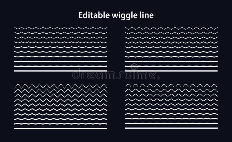 Editable Wiggle Lines. Set of Wavy Curves and Zigzag Intersecting ...
