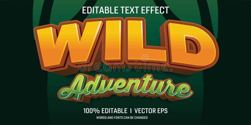Editable Wild Adventure Vector 3d Text Effect with Modern Style Design Stock Vector ...