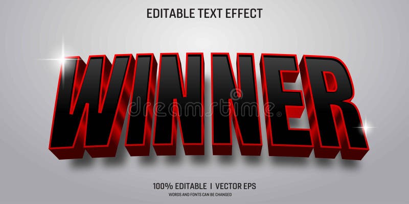 Editable Winner Vector 3d Text Effect with Modern Style Design Stock ...