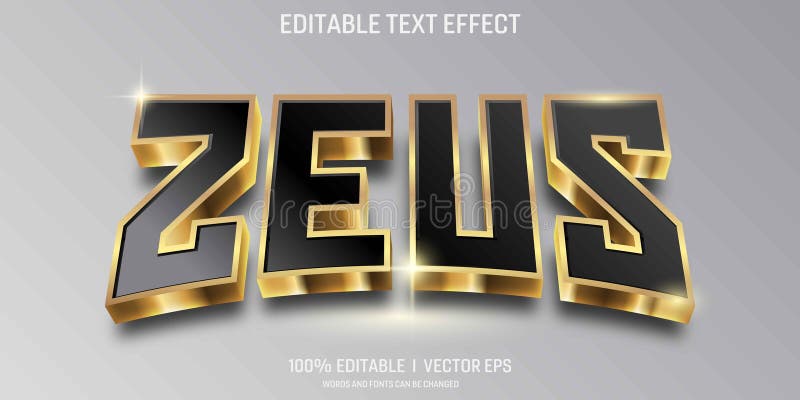 Zeus Black and Gold Color Vector Text Effect with Modern Style Design ...