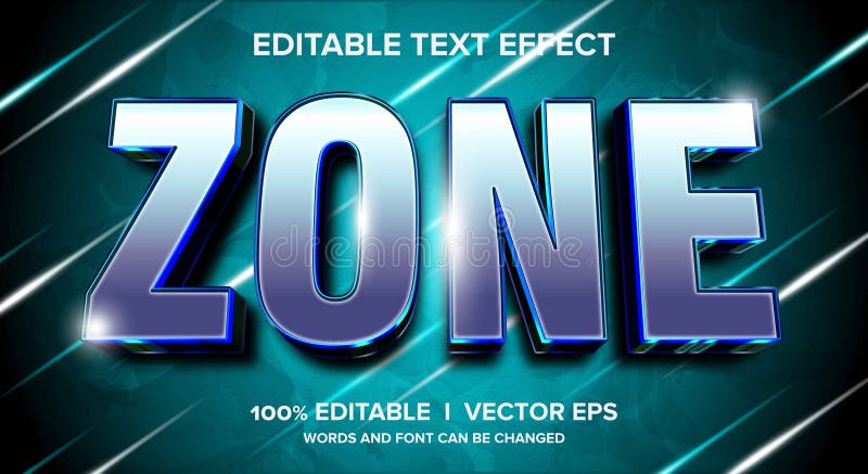 Zone 3d Vector Text Effect with Modern Style Design Stock Vector ...