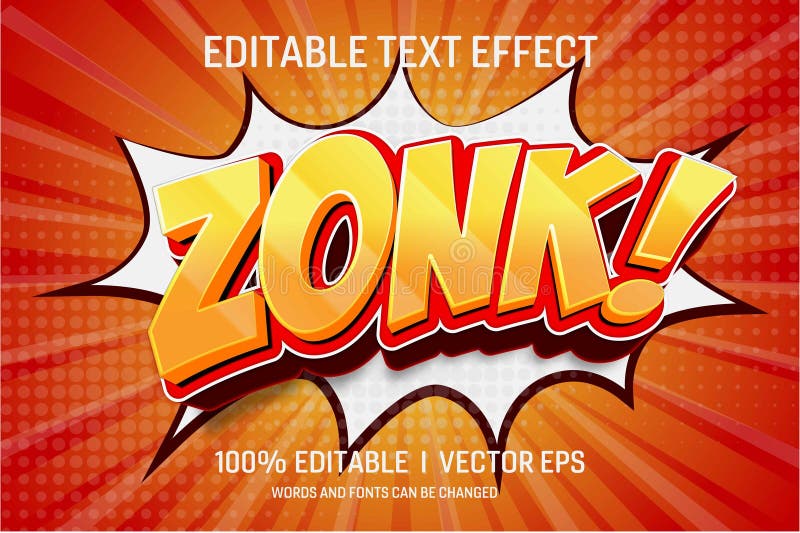 Zonk Vector 3d Text Effect with Modern Style Design Stock Illustration ...