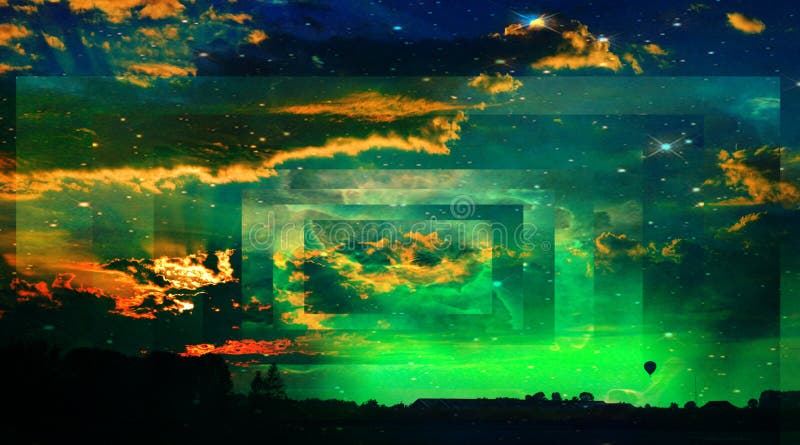 Edited Photo of a Sky with a Rectangle in it Stock Image - Image of ...