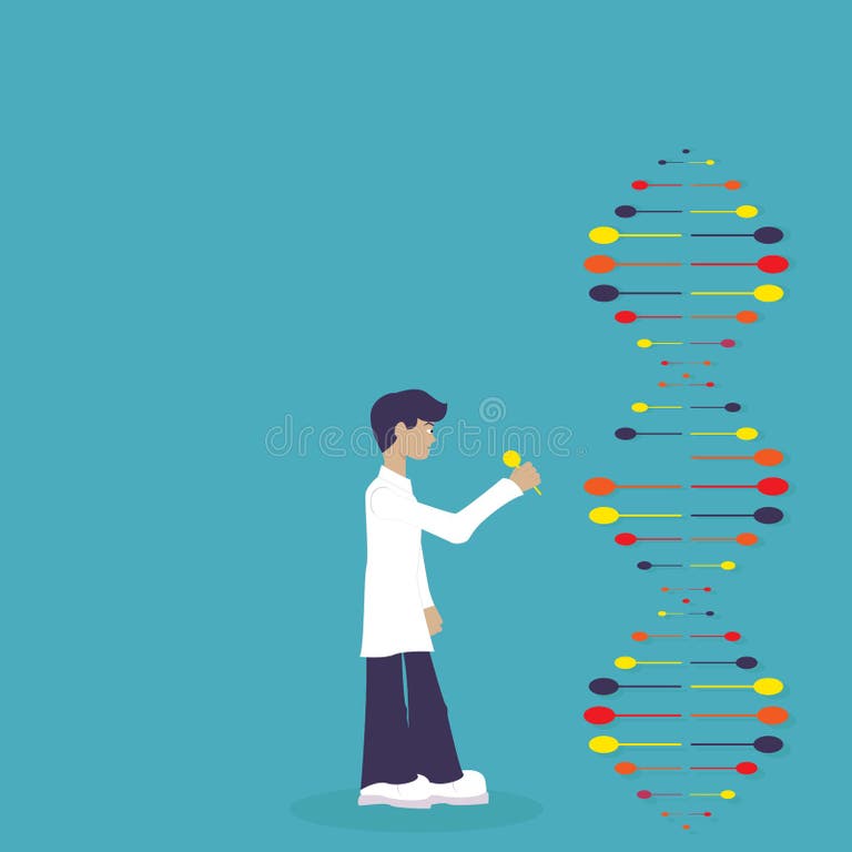 Vector Illustration of Cartoon Gene Editing Stock Vector - Illustration ...
