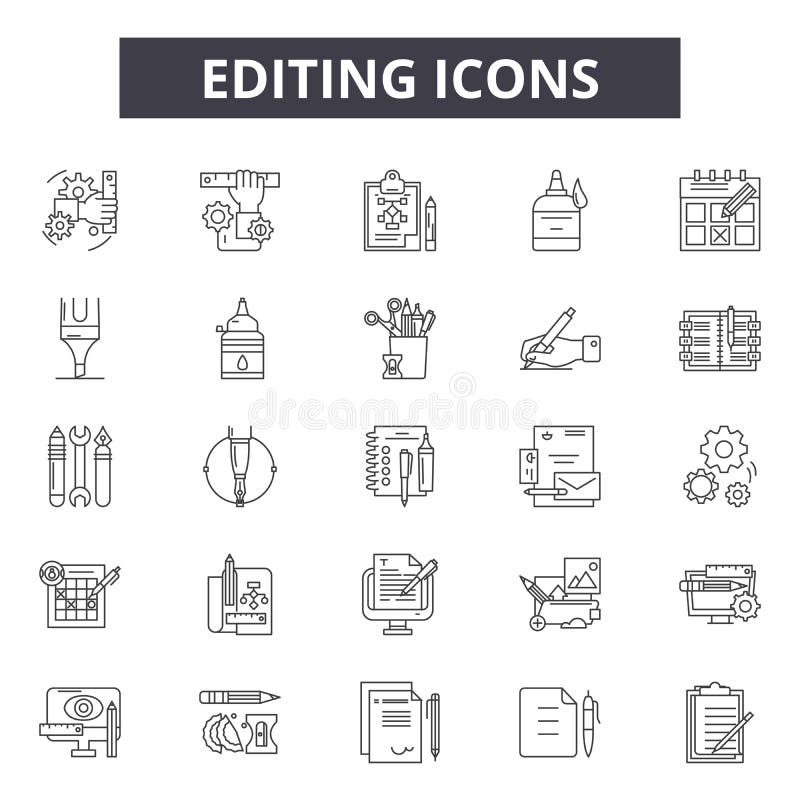 Editing Line Icons, Signs, Vector Set, Outline Illustration Concept ...