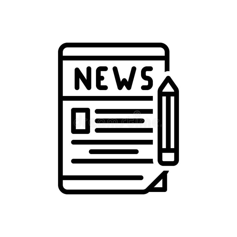 Black Line Icon for Editing of News, Editing and Newspaper Stock ...