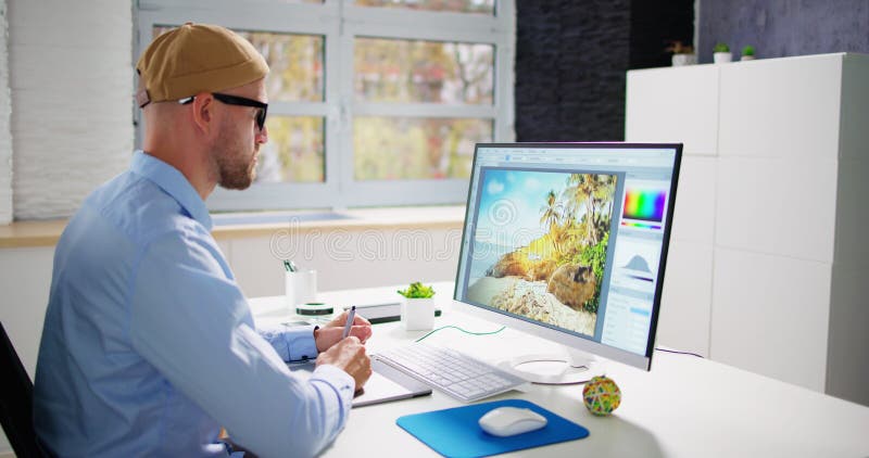 Editing Photo Design for Web Stock Photo - Image of young, computer ...