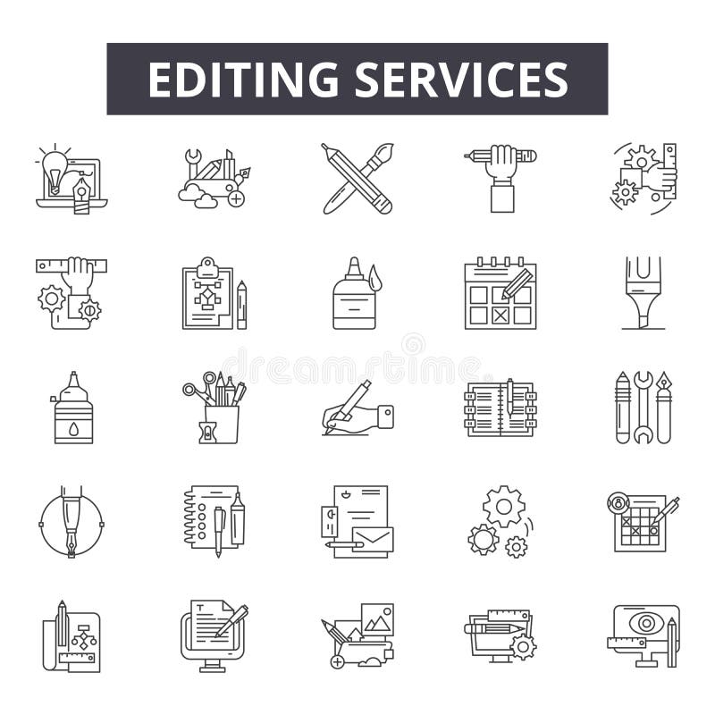 Editing Services Line Icons, Signs, Vector Set, Outline Illustration ...