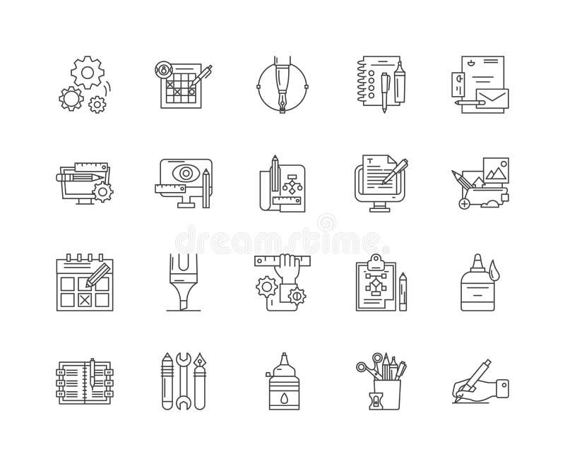 Editing Services Line Icons, Signs, Vector Set, Outline Illustration ...