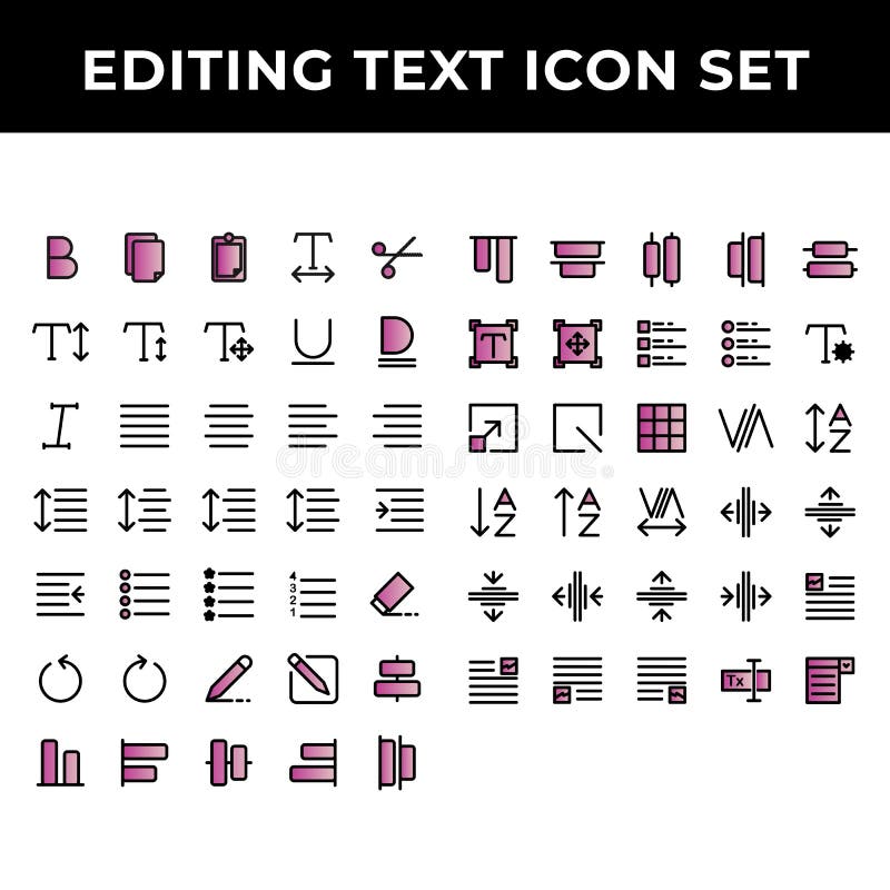 Editing Text Icon Set Include Text Bold,document,paste,spacing,increase ...