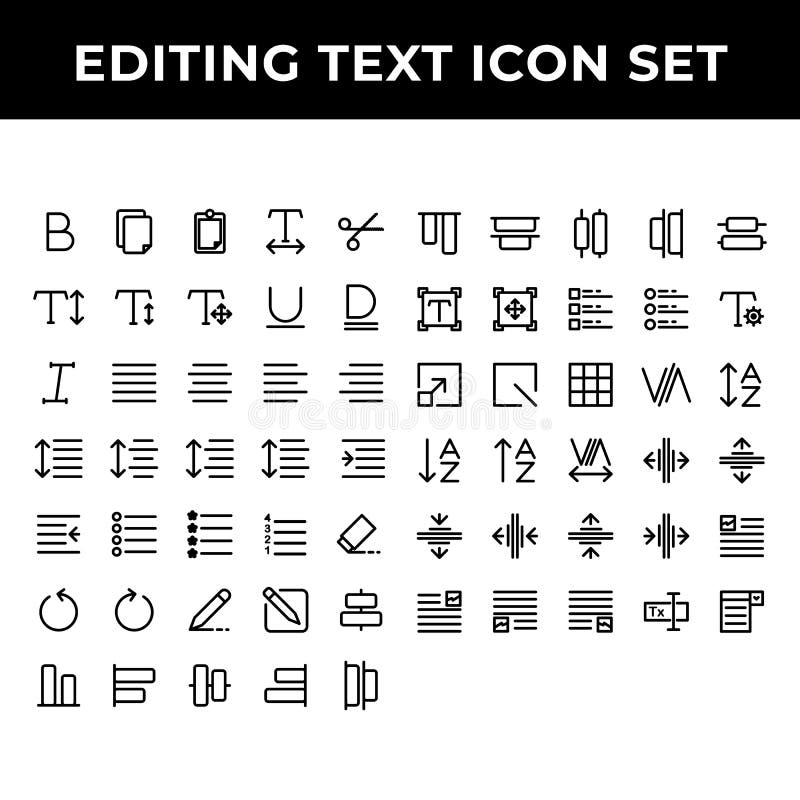 Editing Text Icon Set Include Text Bold,document,paste,spacing,increase ...