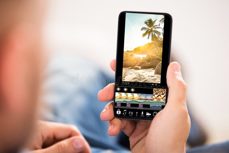 Editing Videos on Mobile Phone Stock Image - Image of graphic, editor ...