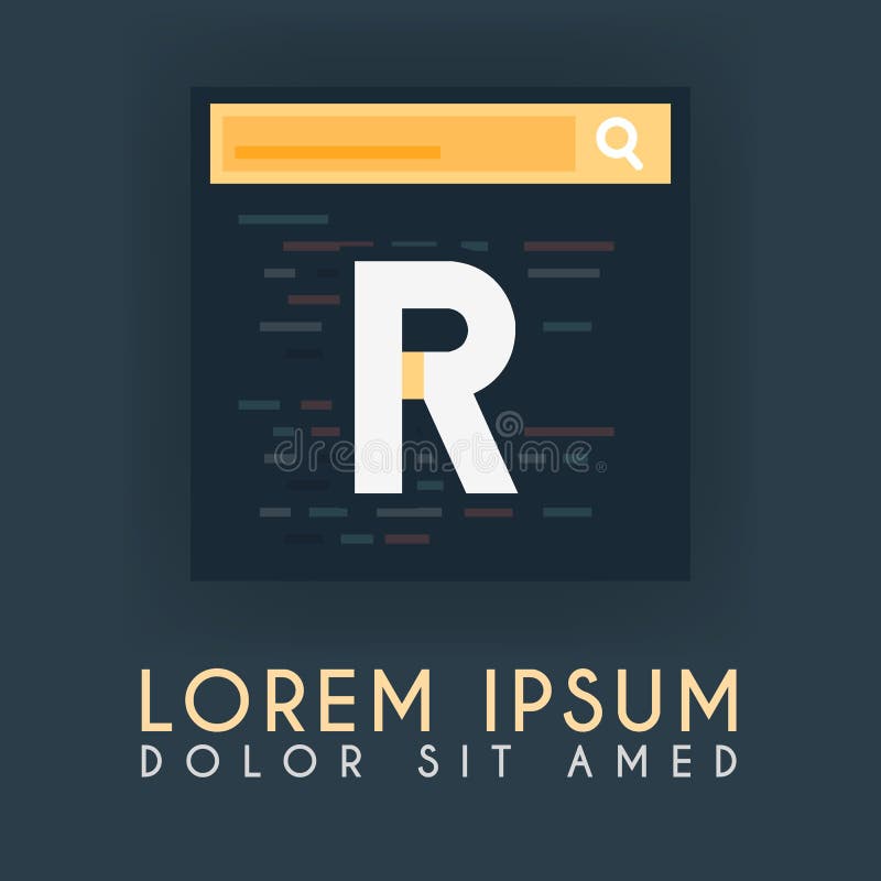 Editor Code Letter R Logo. R Letter Design Web Developer and Search ...