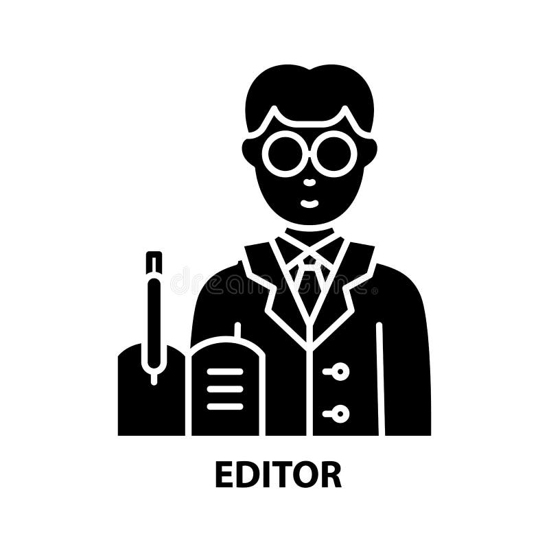 Editor Icon, Black Vector Sign with Editable Strokes, Concept ...