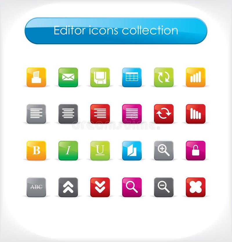 Editor Icons Collection. Vector Stock Vector - Illustration of reload ...