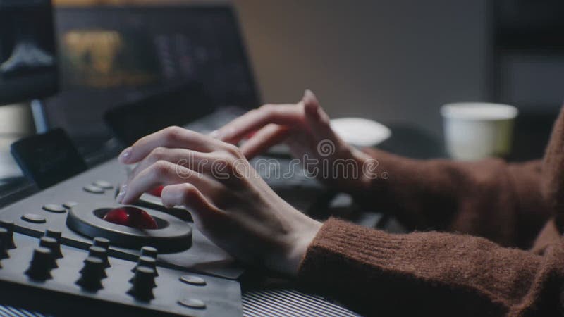 Colorist Uses Digital Color Grading Control Panel Stock Footage - Video ...