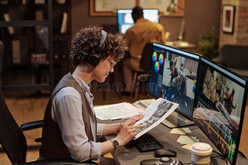 Editor Working in Creative Office Studio Stock Photo - Image of ...