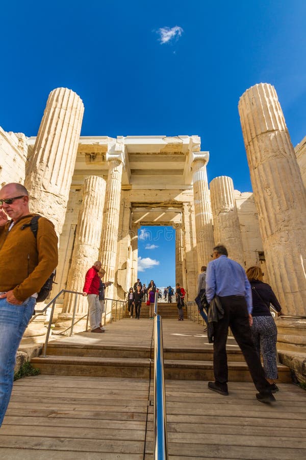 View from the Beule Gate To the Acropolis - Athens Stock Image - Image ...