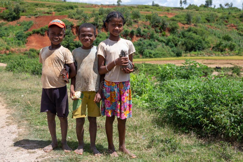 Editorial. Children at the Roadside in Madagascar Editorial Image ...
