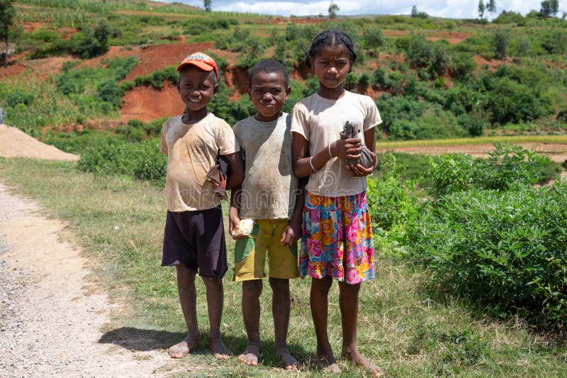 Editorial. Children at the Roadside in Madagascar Editorial Stock Image ...
