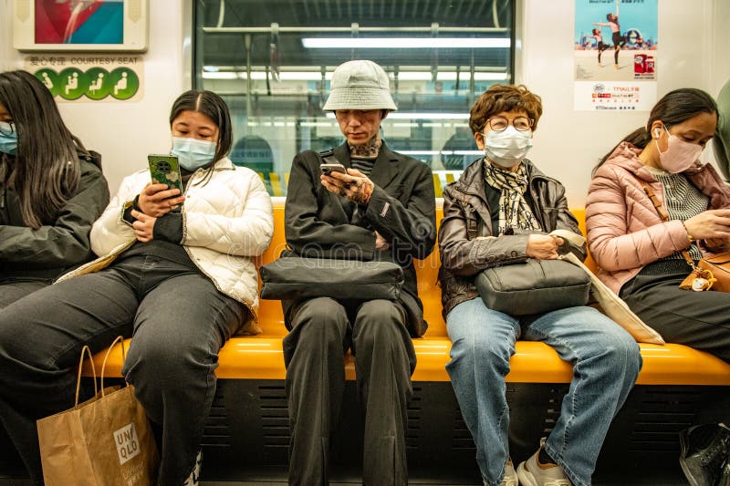 Commuters on Shanghai Metro Train Service Editorial Photography - Image ...