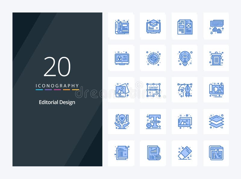 20 Editorial Design Blue Color Icon for Presentation Stock Vector ...