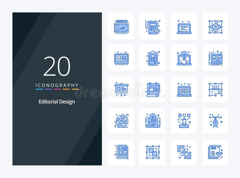 20 Editorial Design Blue Color Icon for Presentation Stock Vector ...