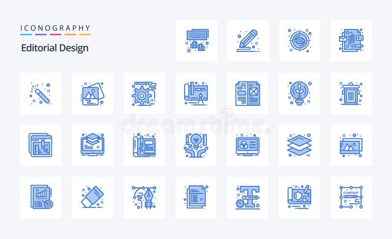 25 Editorial Design Blue Icon Pack Stock Vector - Illustration of book ...