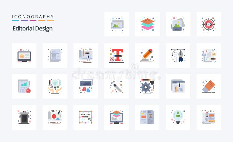 25 Editorial Design Flat Color Icon Pack. Vector Icons Illustration ...