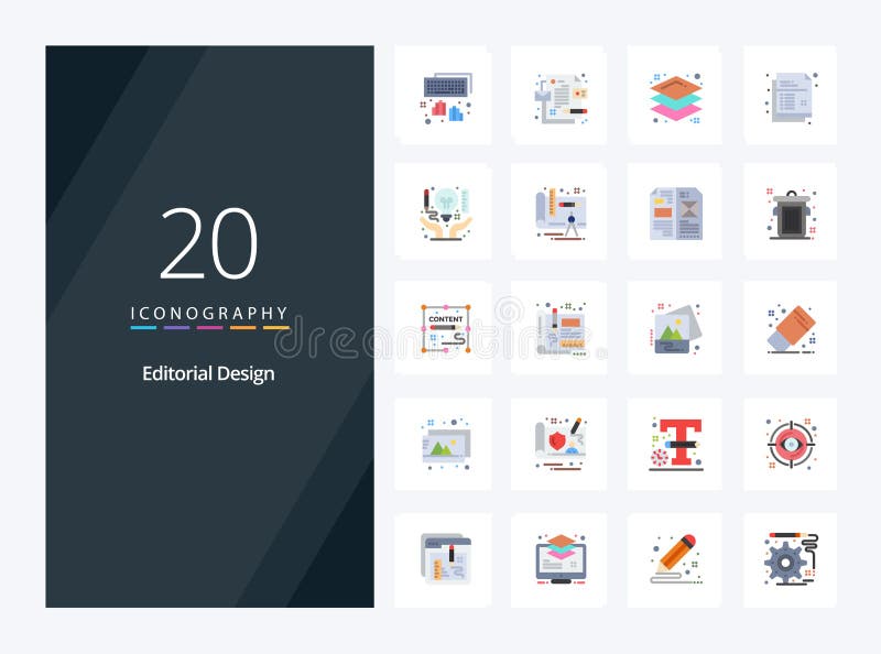 20 Editorial Design Flat Color Icon for Presentation Stock Vector ...