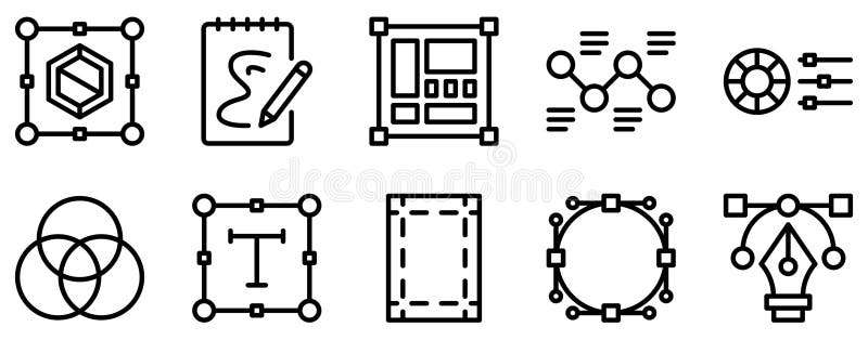 Editorial Design Icon Set Refined Line Style Collection for Publication ...