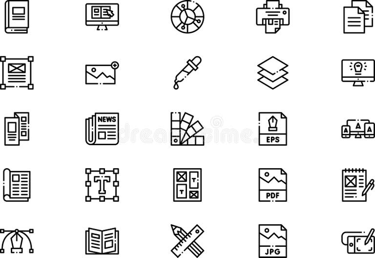 Editorial Design Icons Collection is a Vector Illustration with ...
