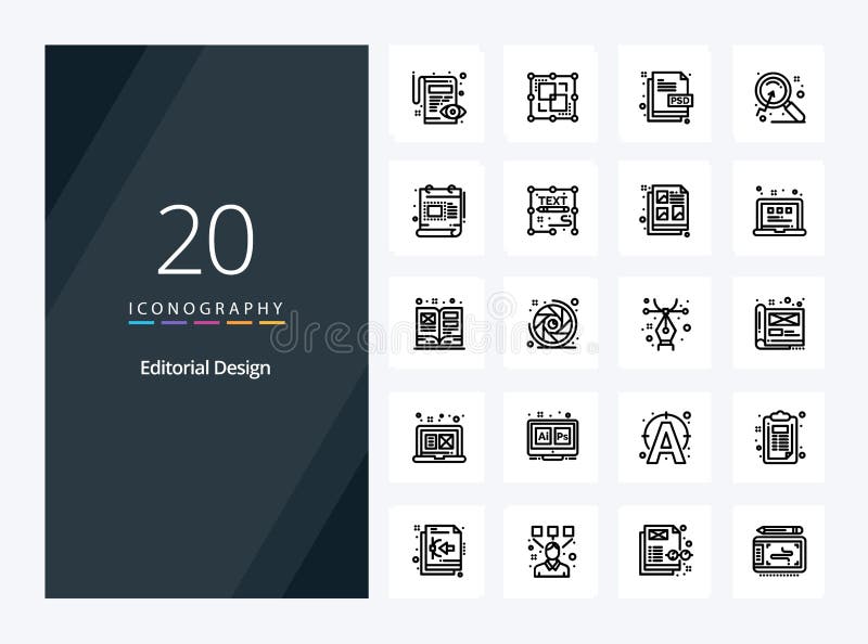 20 Editorial Design Outline Icon for Presentation Stock Vector ...