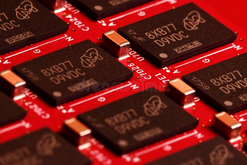 Editorial Image of Micron Memory Chips on Red PCB Editorial Photo - Image of dram, board: 403631426