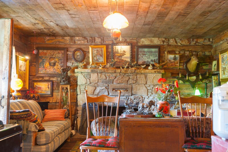 Editorial Lodge Style Interior Lounge Room Editorial Image - Image of ...