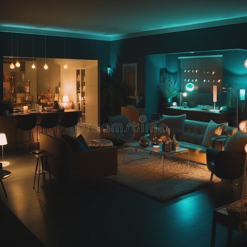 Editorial Wide Shot of a Cool Comfortable Modern House Room Generative ...