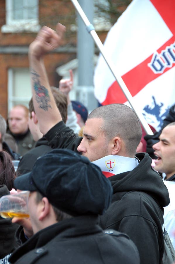 EDL Demo in Blackburn editorial image. Image of clash - 19023745