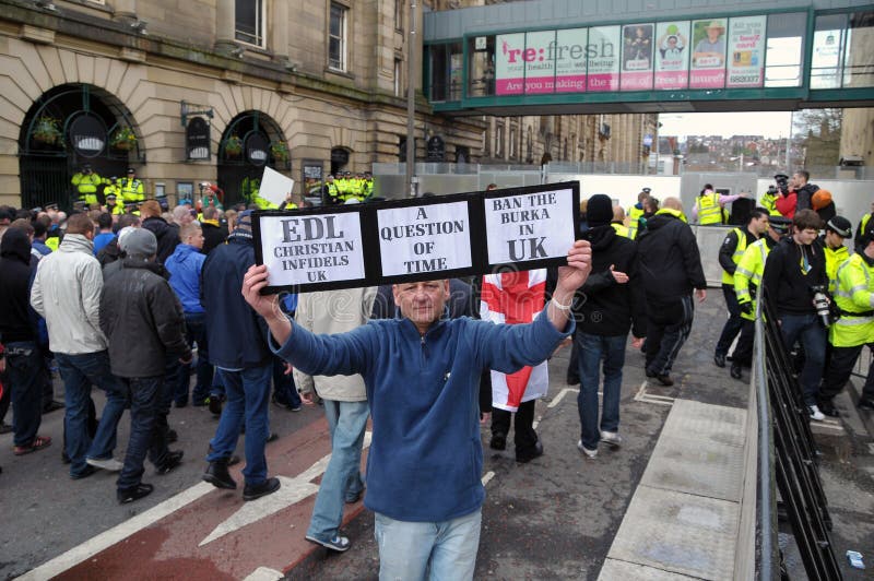 EDL Demo in Blackburn editorial stock photo. Image of mounted - 19023823