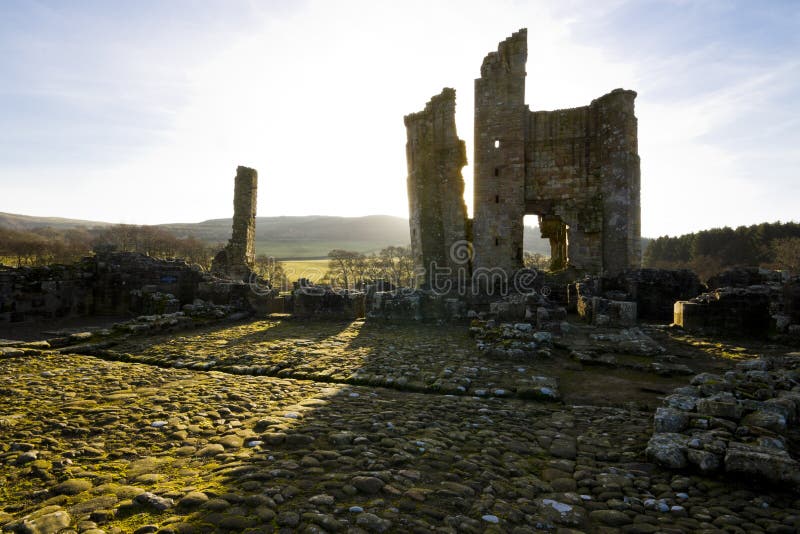 Edlingham Castle. Northumberland. Stock Image - Image of england, view ...