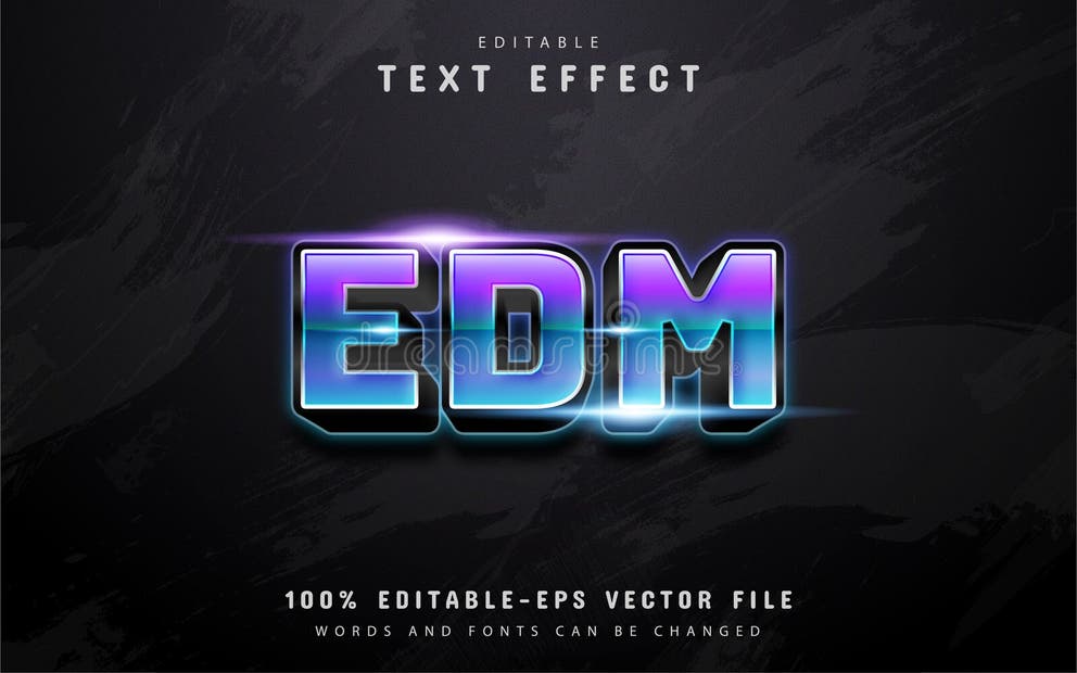 Edm 3d Text Effect Editable Stock Vector - Illustration of line ...