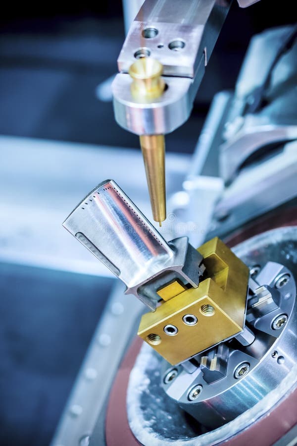 EDM Machine Handles Engine Turbine Blade. Stock Image - Image of ...
