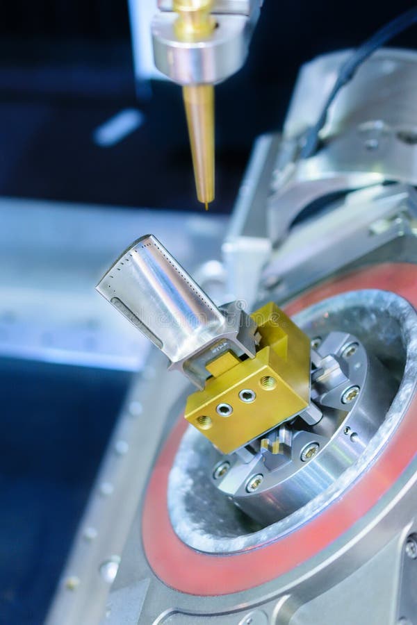 EDM Machine Handles Engine Turbine Blade. Stock Image - Image of ...