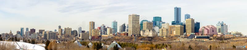 A Panoramic View of Edmonton Downtown Editorial Image - Image of river ...