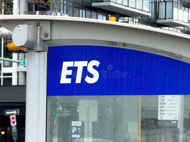 A Clear Shot of an ETS (Edmonton Transit System) Bus Stop Sign in an ...