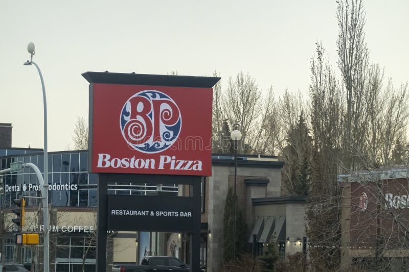 A Boston Pizza Restaurant Sign Editorial Stock Photo - Image of eating ...