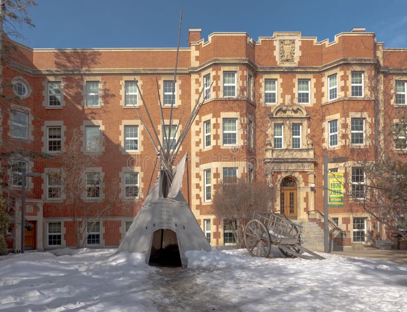 University of Alberta with a Native Tipi during Winter Editorial Stock ...