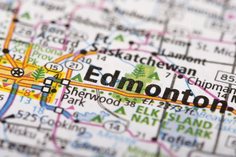 Edmonton, Canada on map stock photo. Image of closeup - 87763146